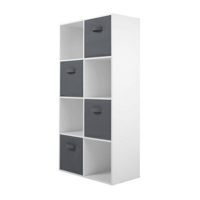 Jane - 2x4 Cube Storage Unit with baskets - White