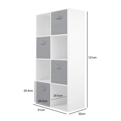 Jane - 2x4 Cube Storage Unit with baskets - White