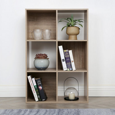 Jane - 3x2 Bookcase - Cube storage boxes (Oak)