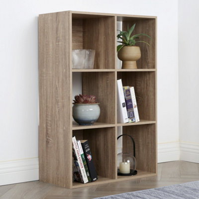 Jane - 3x2 Bookcase - Cube storage boxes (Oak)
