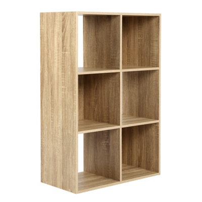 Jane - 3x2 Bookcase - Cube storage boxes (Oak)