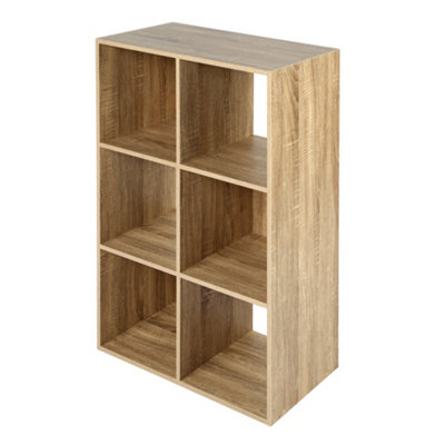 Jane - 3x2 Bookcase - Cube storage boxes (Oak)