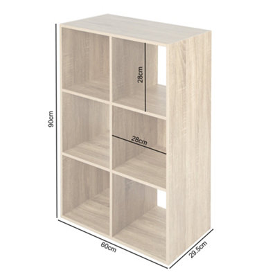 Jane - 3x2 Bookcase - Cube storage boxes (Oak)