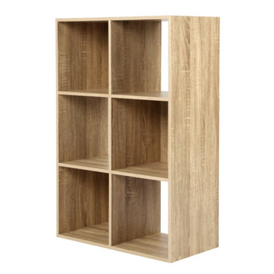 Jane - 3x2 Bookcase - Cube storage boxes (Oak)
