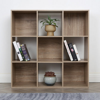 Jane - 3x3 Bookcase - Cube storage boxes (Oak)