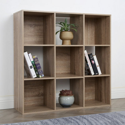 Jane - 3x3 Bookcase - Cube storage boxes (Oak)