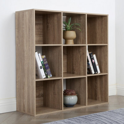 Jane - 3x3 Bookcase - Cube storage boxes (Oak)