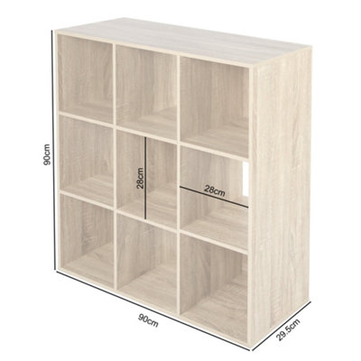 Jane - 3x3 Bookcase - Cube storage boxes (Oak)