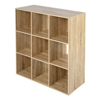 Jane - 3x3 Bookcase - Cube storage boxes (Oak)