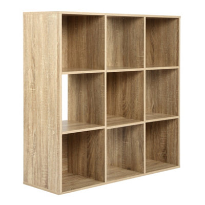 Jane - 3x3 Bookcase - Cube storage boxes (Oak)