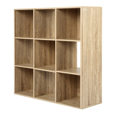 Jane - 3x3 Bookcase - Cube storage boxes (Oak)