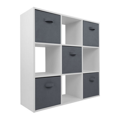 Jane - 3x3 Cube Storage with baskets - White