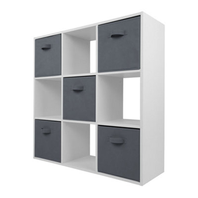 Jane - 3x3 Cube Storage with baskets - White