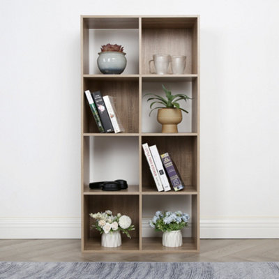 Jane - 4x2 Bookcase - Cube storage boxes (Oak)