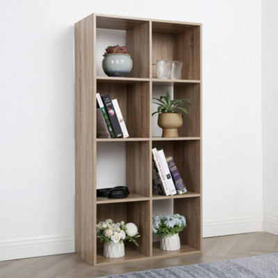 Jane - 4x2 Bookcase - Cube storage boxes (Oak)