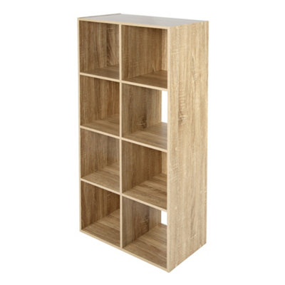 Jane - 4x2 Bookcase - Cube storage boxes (Oak)