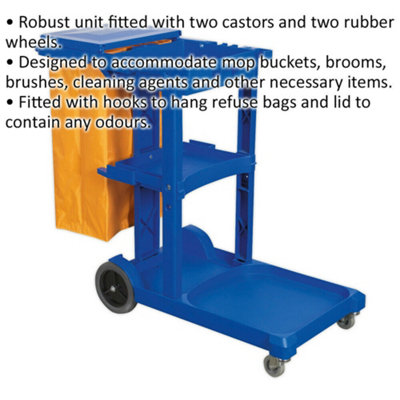 Janitorial Cleaning Trolley - Multiple Shelve - Holds Mop Buckets ...