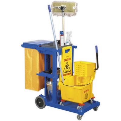 Janitorial Cleaning Trolley - Multiple Shelve - Holds Mop Buckets ...