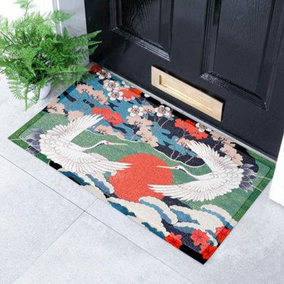 Japanese Bird Indoor & Outdoor Doormat - 70x40cm | DIY at B&Q