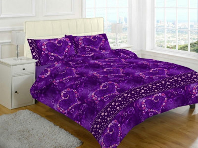 Jasmin Love Heart Flowers Floral Printed Duvet Cover Set | DIY at B&Q