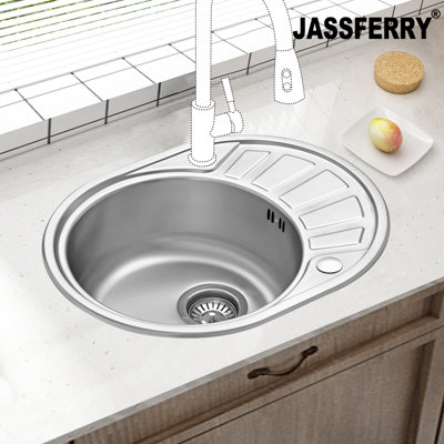 JASSFERRY Inset Single Round Bowl Stainless Steel Kitchen Sink ...