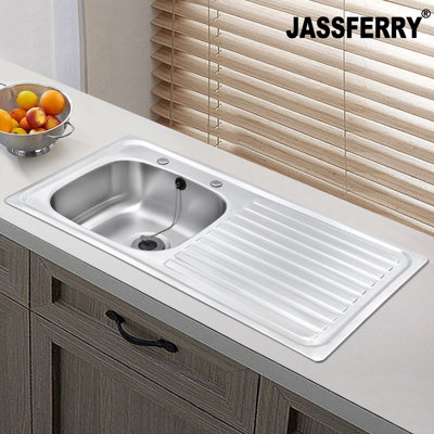 JASSFERRY Inset Stainless Steel Single Bowl Kitchen Sink Right Hand ...