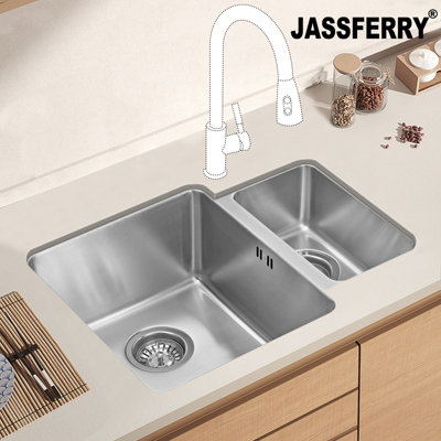 JASSFERRY Kitchen Sink Undermount Stainless Steel 1.5 Tight Radius Bowl ...
