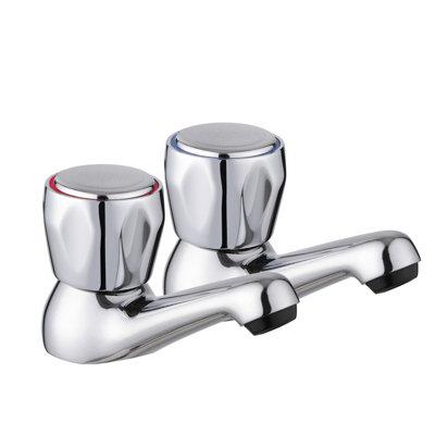 JASSFERRY Pair of Basin Pillar Taps Hot and Cold Water Bathroom Sink ...