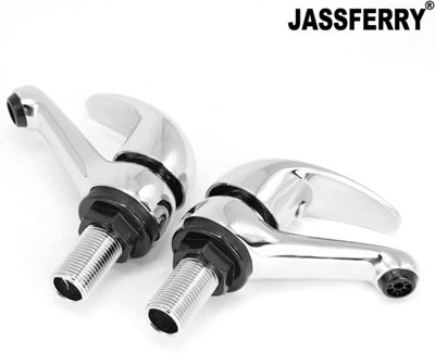 JASSFERRY Pair of Basin Pillar Taps Top Lever Handle for Bathroom Sink ...