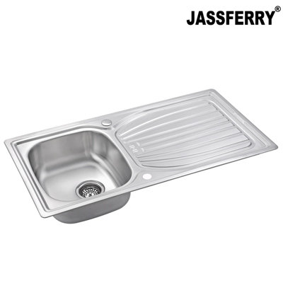 JASSFERRY Stainless Steel Kitchen Sink Single Bowl Reversible Drainer ...