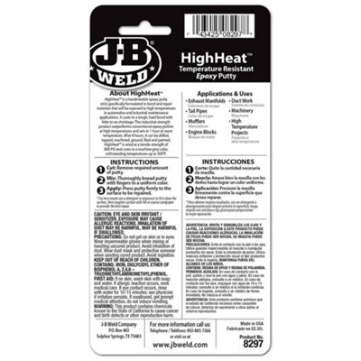 JB Weld HighHeat 57g Heat Temperature Resistant Epoxy Putty Metal ...