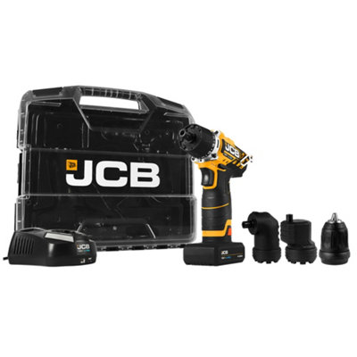 JCB 12V Cordless 4-in-1 Drill Driver 2x 2.0AH Li-ion Batteries in W ...