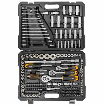JCB 218 Piece Socket and Tool Set, 3/8'', 1/4'' and 1/2'' JCB-42182-5