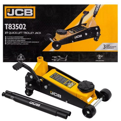 JCB 3 Tonne Hydraulic Trolley Jack, Quick Lift Pedal, 500mm Max Height ...