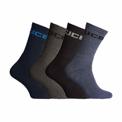 JCB - 4 Pack Mens Cotton Industrial Work Gear Socks for Boots 6-11 Blue