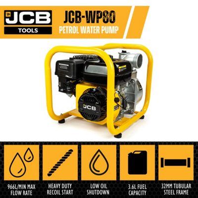JCB 80mm 3 Inch Professional Petrol Water Pump 7.5hp 244cc 4-Stroke JCB ...