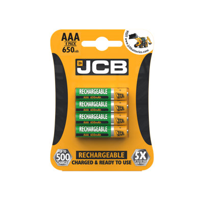 JCB AAA 650MAH RECHARGEABLE BATTERIES - PACK OF 4