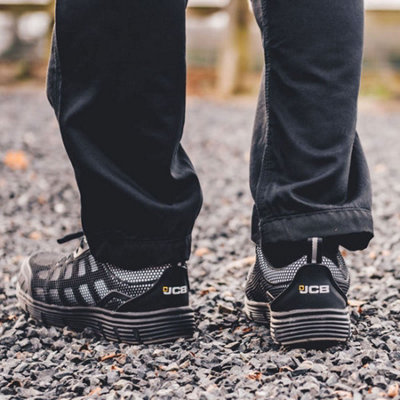 JCB Cagelow S1P black lightweight steel toe/midsole safety work trainer