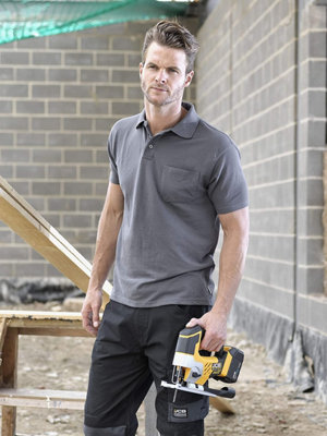 JCB Essential Grey Polo Shirt With Pocket