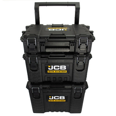 JCB Full Site System 3-Piece Modular Tool Storage System with Cart Tool ...