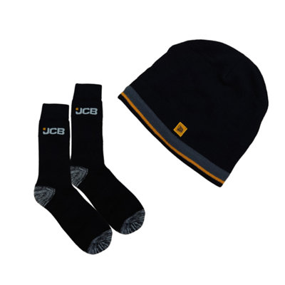 JCB Gift Set - 1 Pair of Socks and Beanie | DIY at B&Q