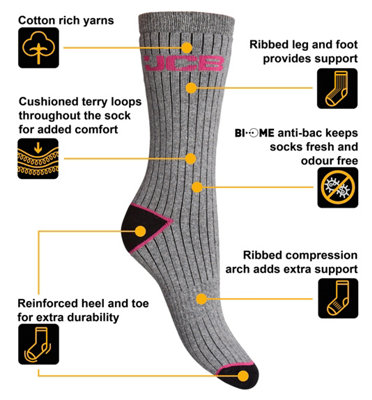 JCB Ladies' Outdoor Activity Socks - Pack of 3