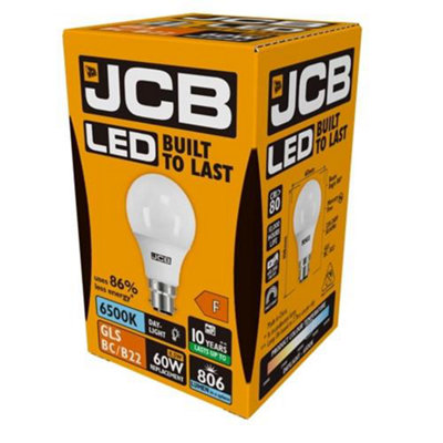 JCB LED A60 806lm Opal 10w Light Bulb B22 6500k White (Pack of 2) | DIY ...