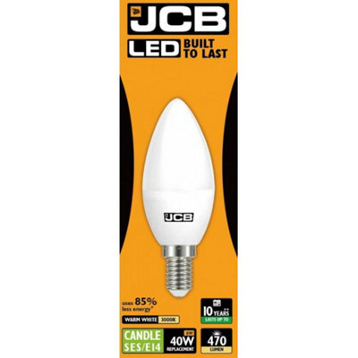 JCB LED Candle 470lm Opal 6w Light Bulb E14 2700k White (One Size ...