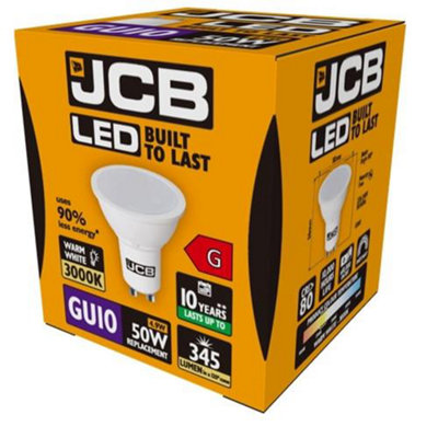 JCB LED GU10 5w Light Bulb Cap 350lm 3000k Warm White (Pack of 2) | DIY ...