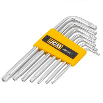 JCB TORX L-Key Set with Hole, 7 pcs, T10H-T40H, Cr-V Steel Allen Key ...
