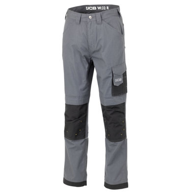 JCB Trade Ripstop Work Trousers Grey - 42R | DIY at B&Q