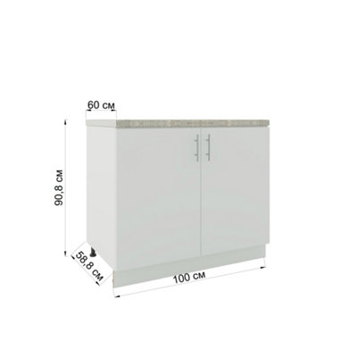 JD Greta Adjustable Legs Kitchen Base Unit 1000mm Storage Cabinet With ...
