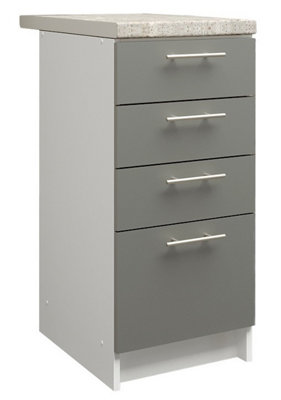 JD Greta Kitchen Base Drawer Unit 400mm Cabinet With Fronts 40cm Grey ...