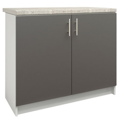 JD Greta Kitchen Base Sink Unit 1000mm Cabinet With Doors 100cm Dark ...